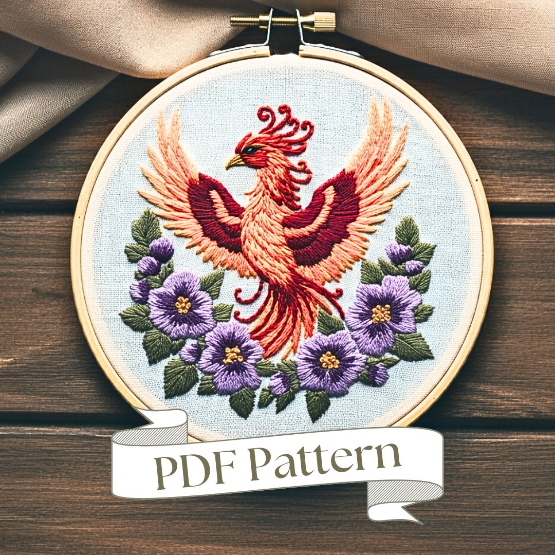 Phoenix Embroidery Pattern: Mythical Creature DIY (PDF Pattern) - Etsy
