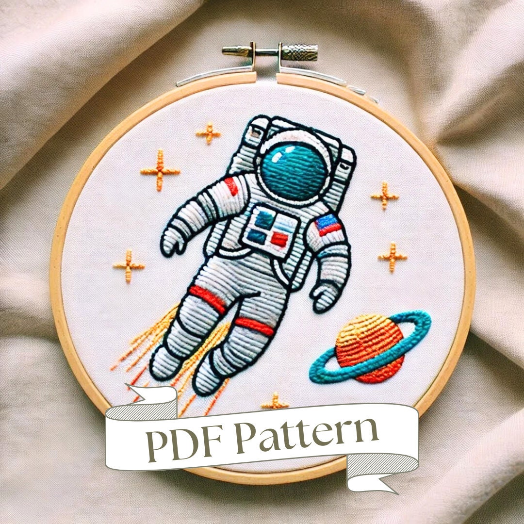 Astronaut Embroidery Pattern: Outer Space Planets DIY (PDF Pattern) - Etsy