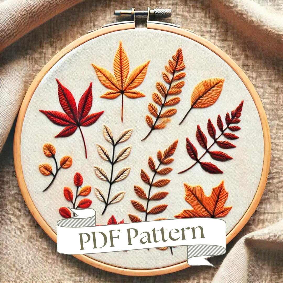 Fall Leaves Embroidery Pattern Autumn Embroidery Pattern Fall ...