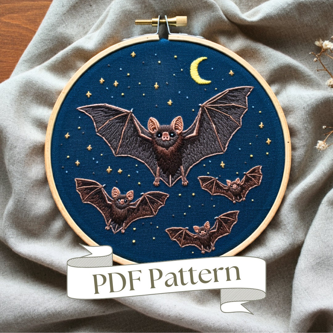 Bats Embroidery Pattern: Halloween Fall DIY (PDF Pattern) - Etsy