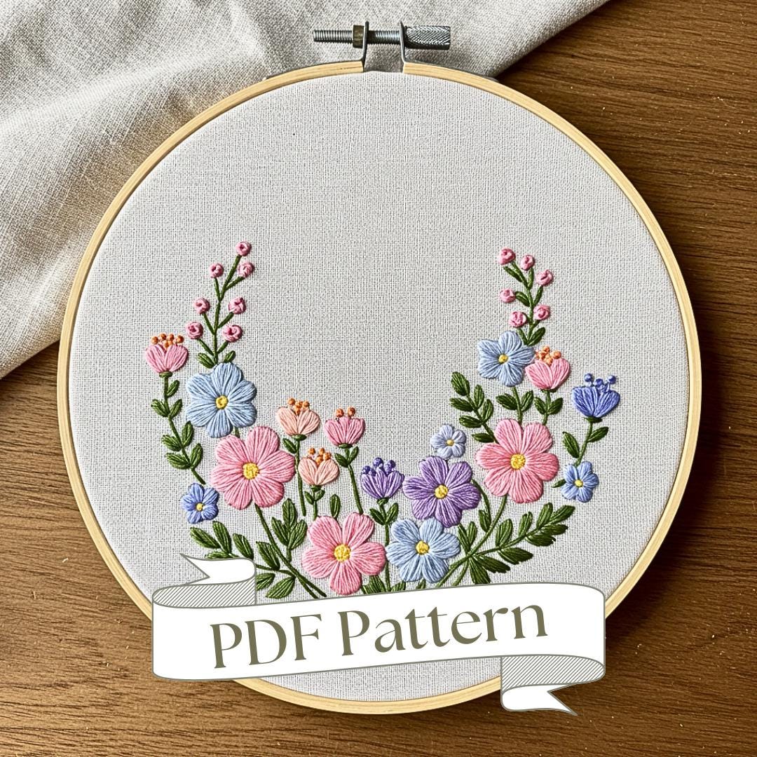 Easter Hand Embroidery Pattern Floral Embroidery Embroidery Spring ...