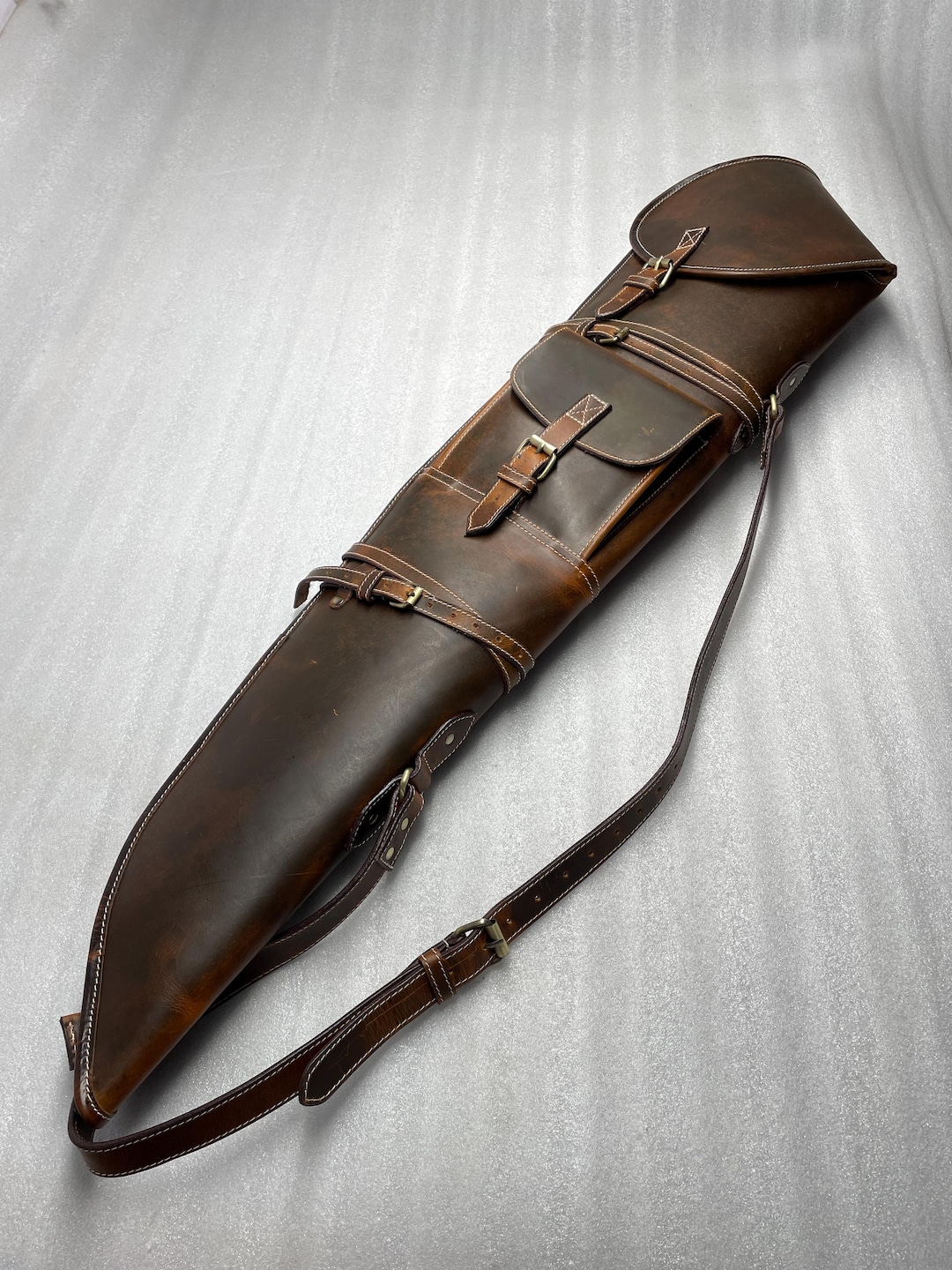 Western Leather Rifle Scabbard Case With Adjustable Strap, 28" Brown ...