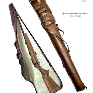 Western Rifle Scabbard 40-50 Inches Tan Leather Rifle Scabbard With Fur ...