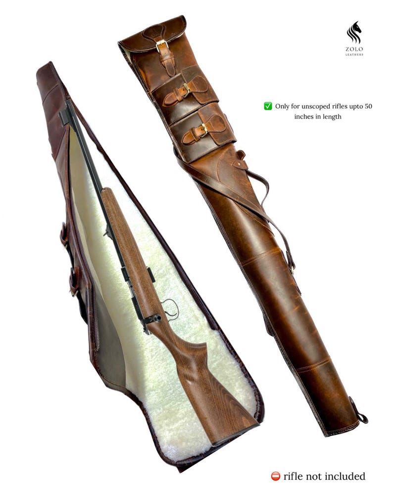 Western Rifle Scabbard 50 Inches Tan Leather Rifle Scabbard With Fur ...
