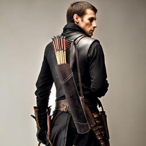 Brown Leather QUIVER/ Side Quiver / Arrow Hip Quiver / Medieval Quiver ...