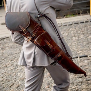 Western Leather Rifle Scabbard Case With Adjustable Strap, 28" Brown ...