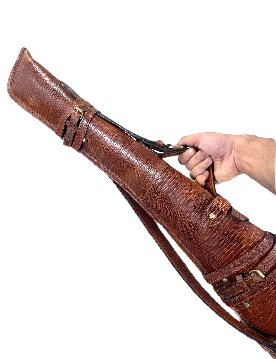 Rifle Scabbard Snake Print Design Shotgun Case, 33 Brown Leather ...