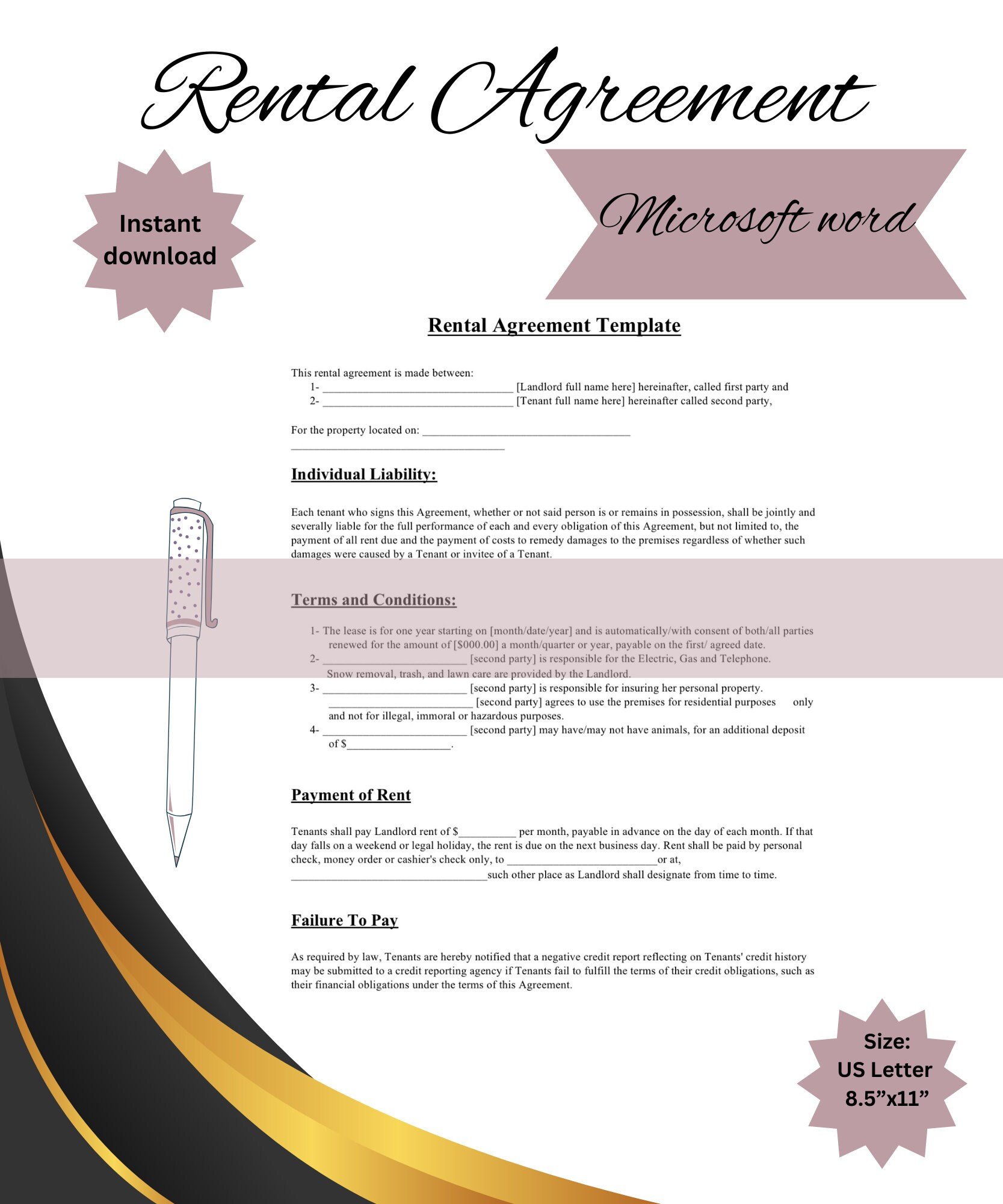 Microsoft Word Rental Agreement Template