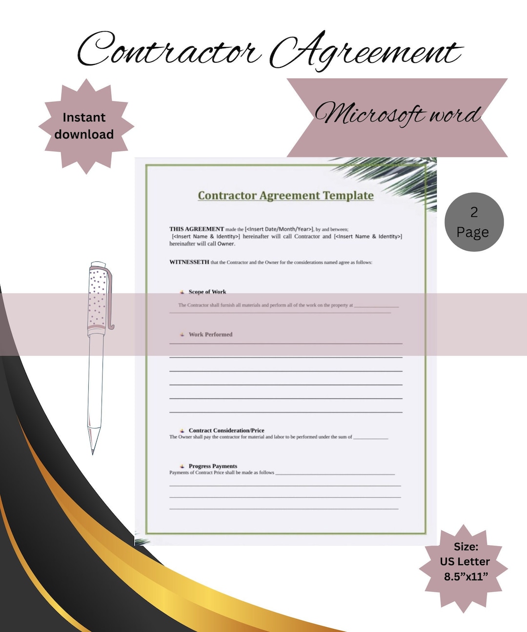 Contractor Agreement Template, Contract Template, Construction Template ...