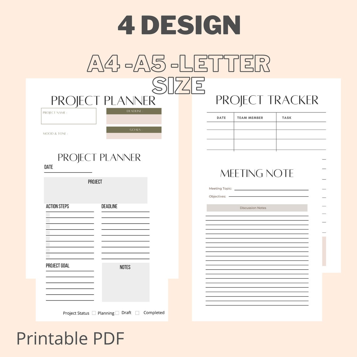 Project Planner Printable Work Planner Project Tracker - Etsy