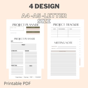 Project Planner Printable, Work Planner, Project Tracker, Digital ...