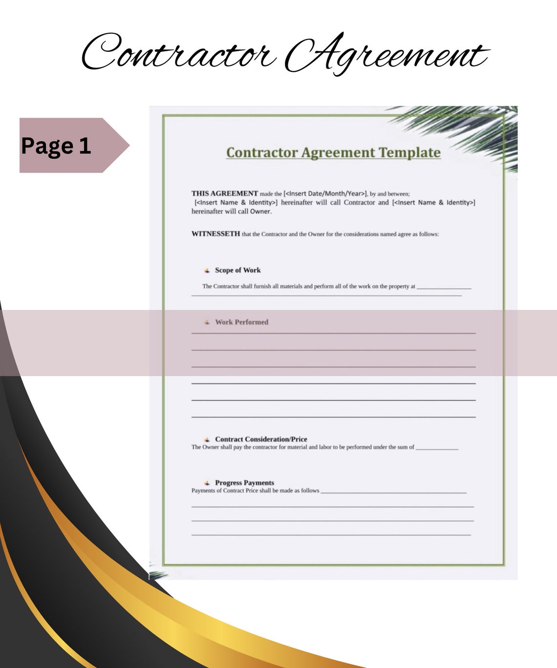 Contractor Agreement Template, Contract Template, Construction Template ...
