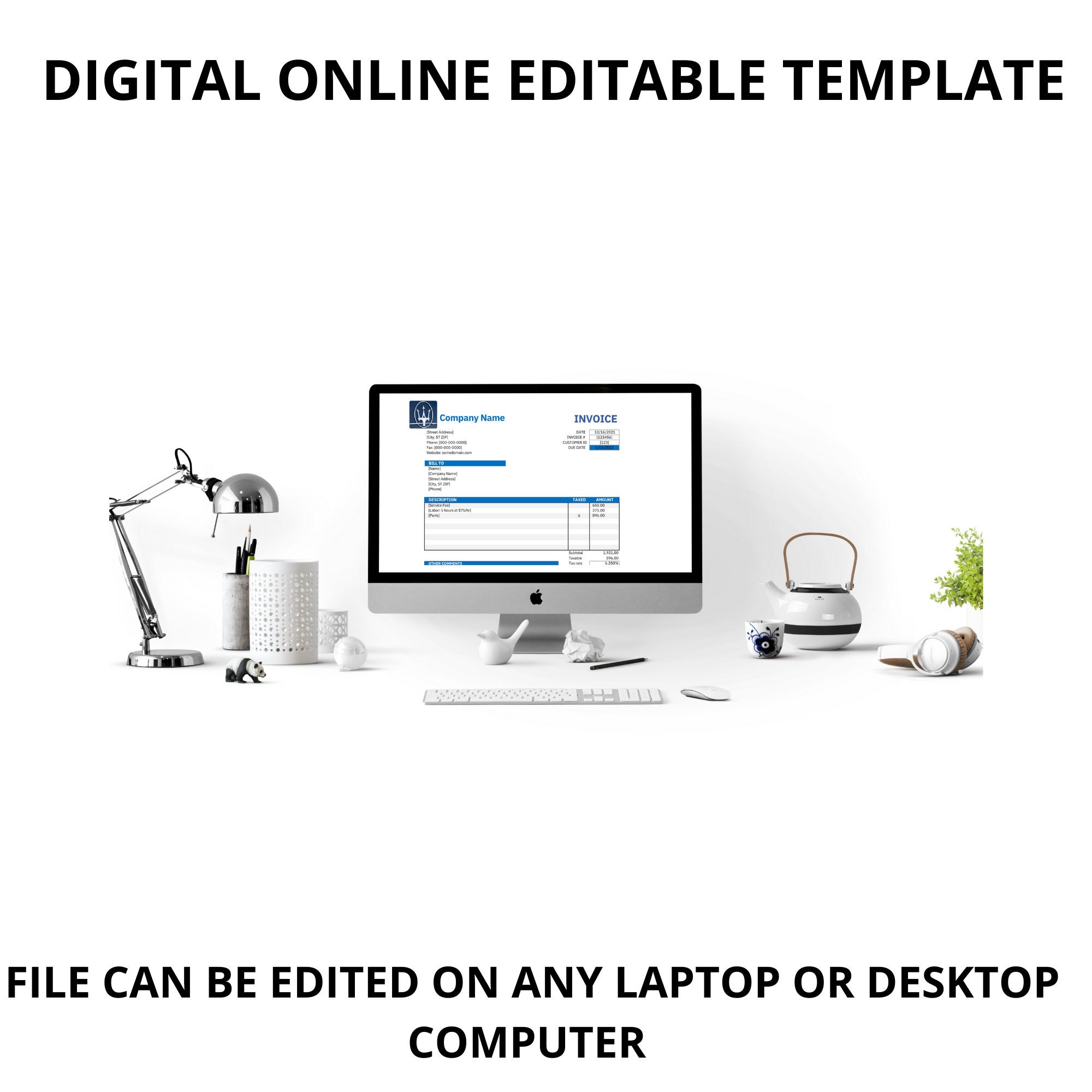 Elegant Invoice Template| Invoice Template Excel| Instant Downloadable ...