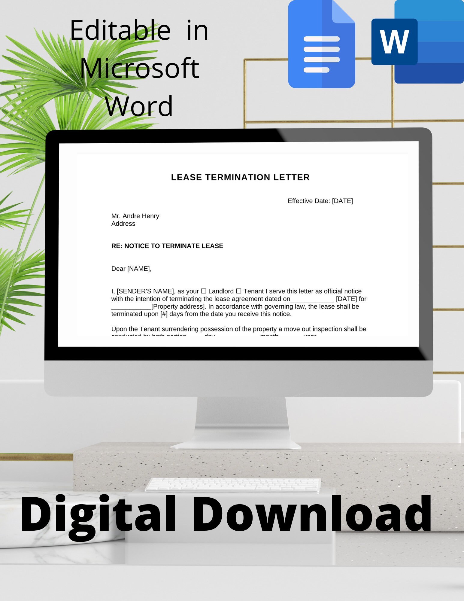 Lease Termination Agreement, Lease Termination Letter Printable Simple ...