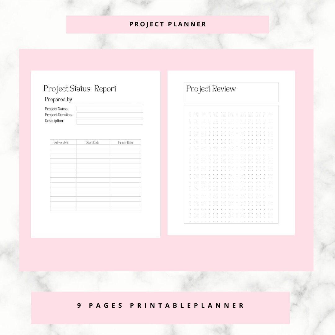 Project Planner Printable, Work Planner, Project Tracker, Digital ...