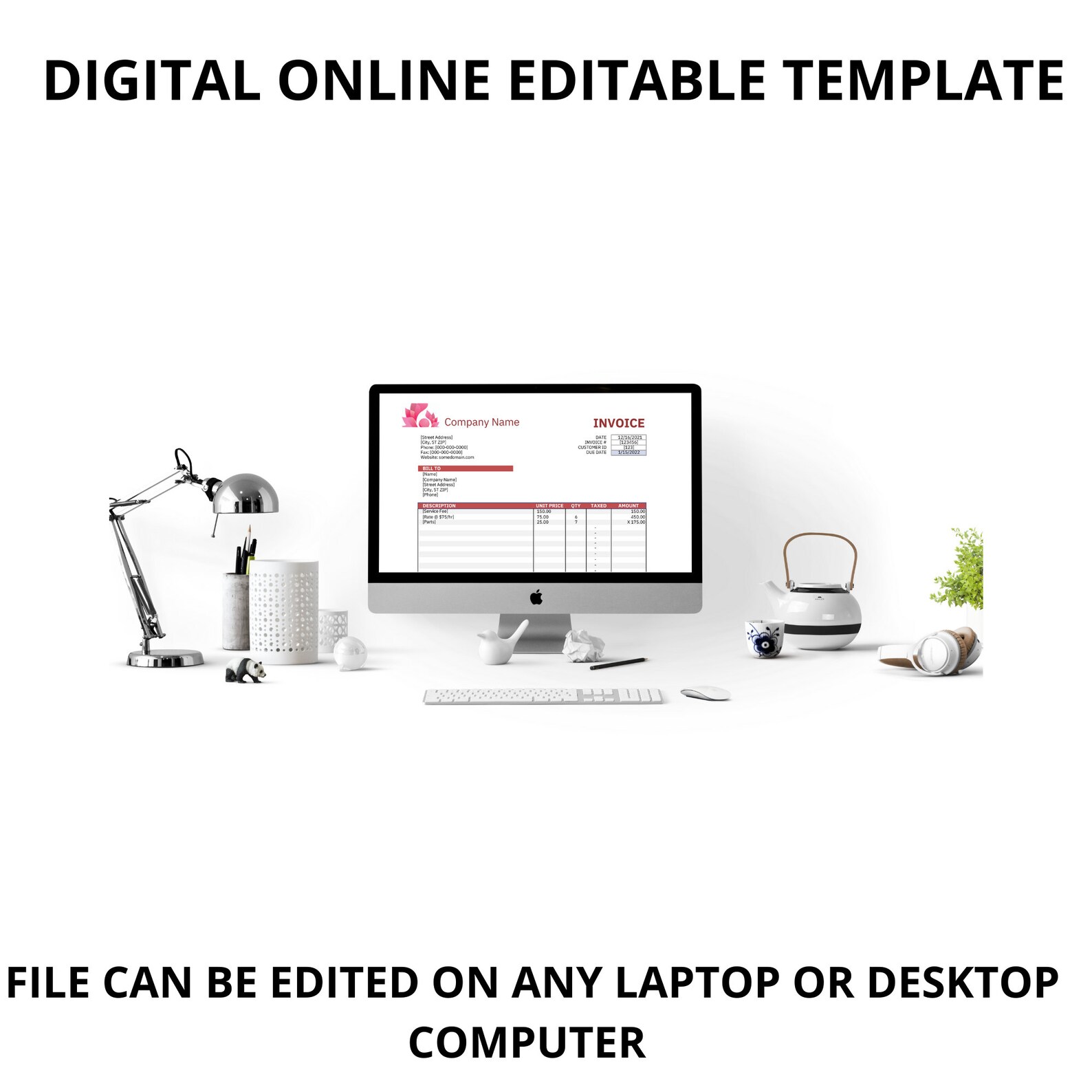 Invoice Editable Template, Printable Invoice, Payable Invoice ...