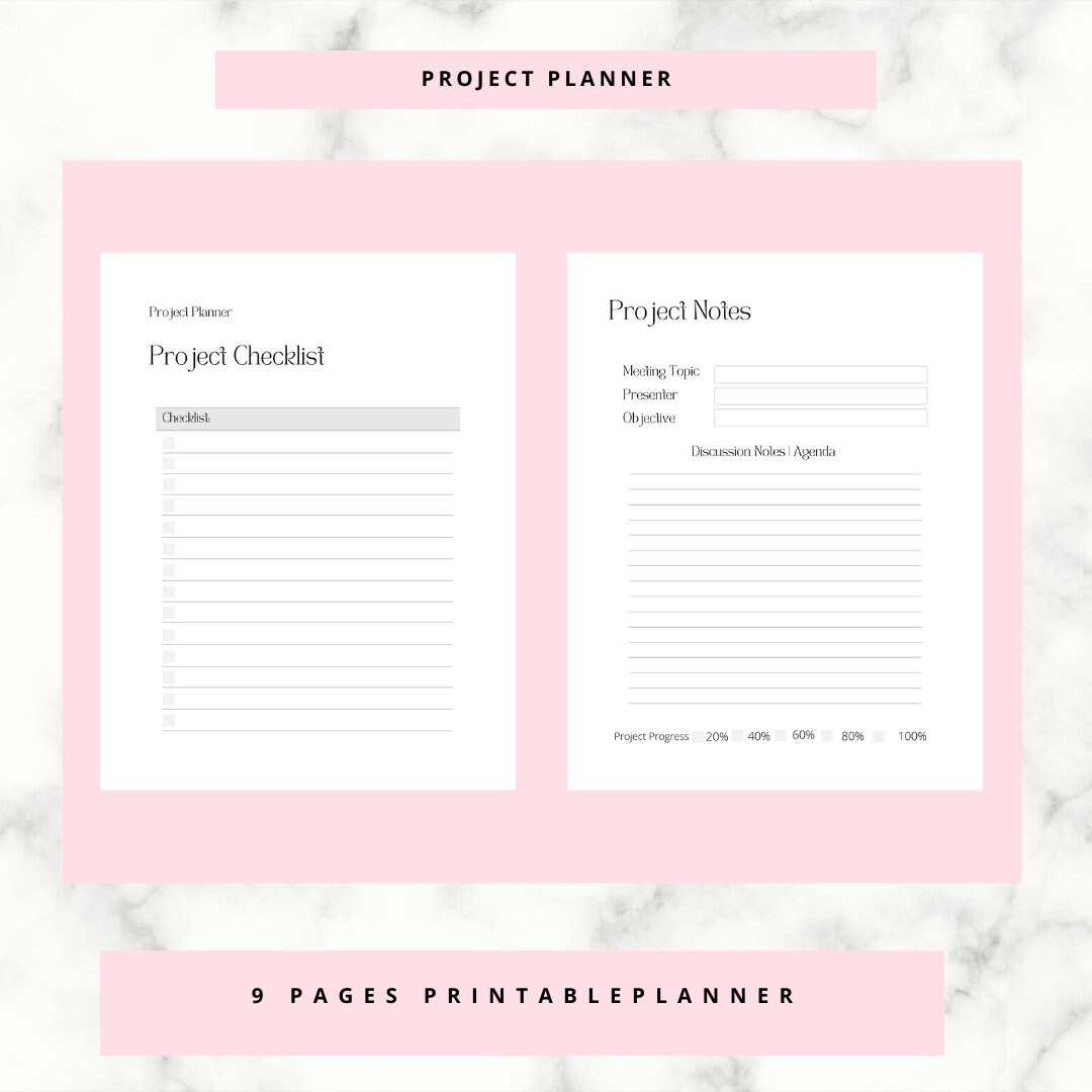 Project Planner Printable, Work Planner, Project Tracker, Digital ...
