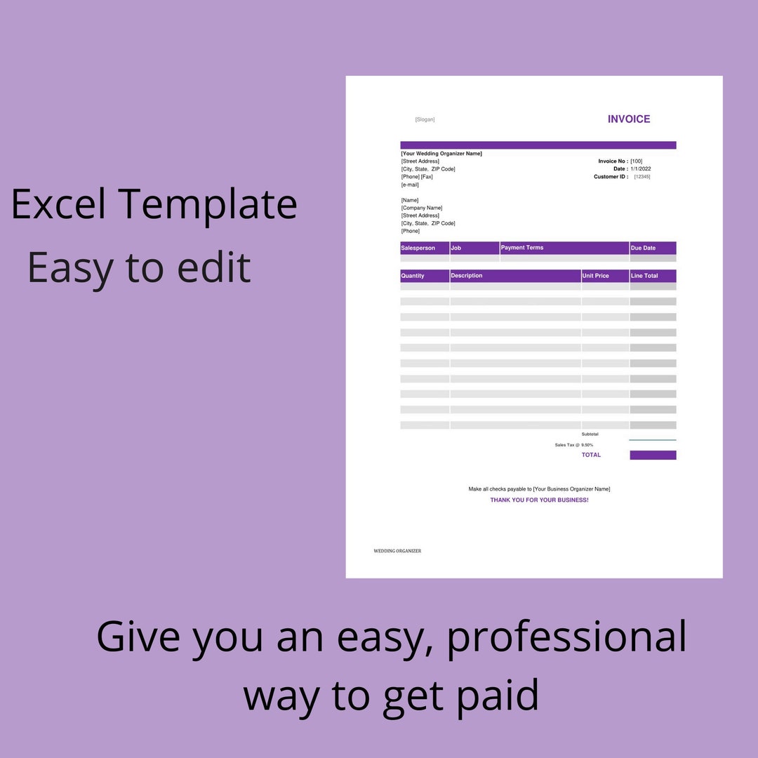 Invoice Editable Template Wedding Printable Invoice Payable - Etsy