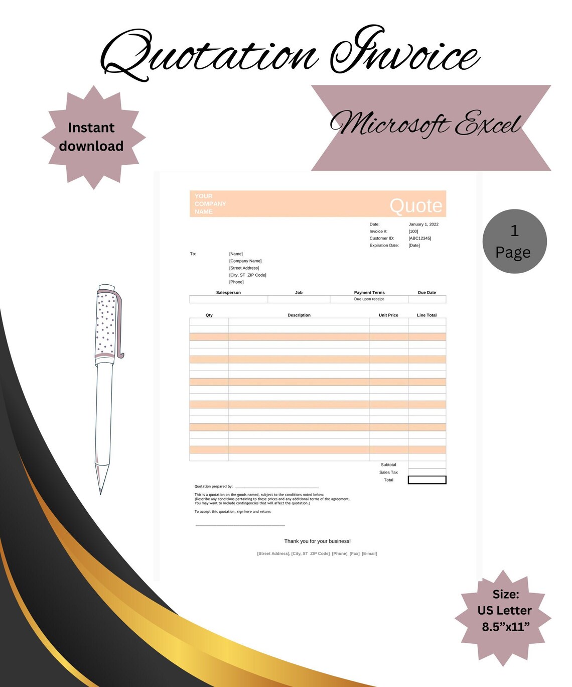 Invoice Editable Template, Printable Invoice, Payable Invoice ...