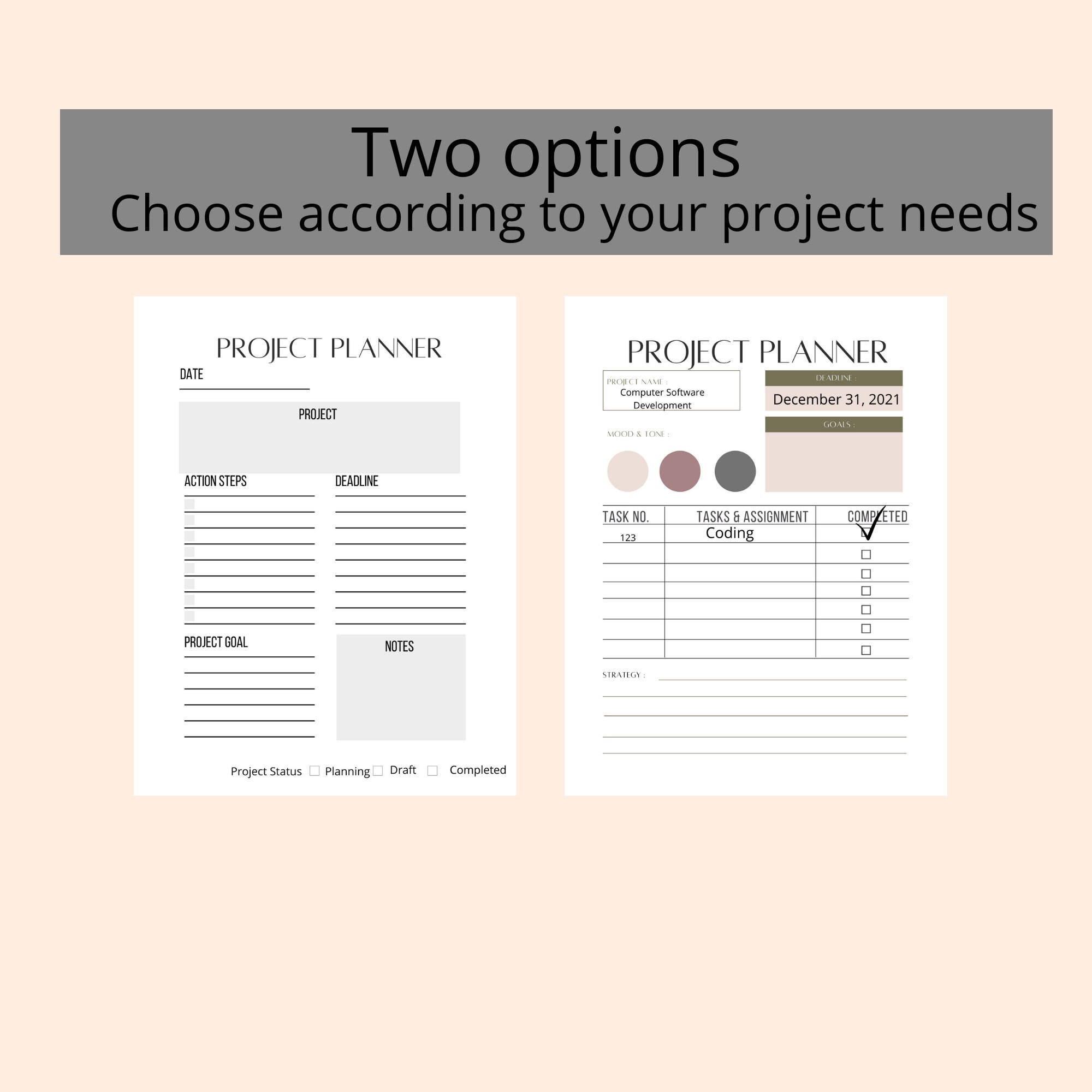 Project Planner Printable, Work Planner, Project Tracker, Digital ...