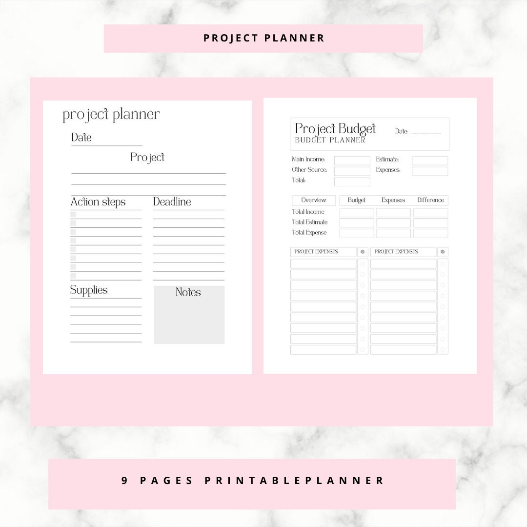 Project Planner Printable, Work Planner, Project Tracker, Digital ...