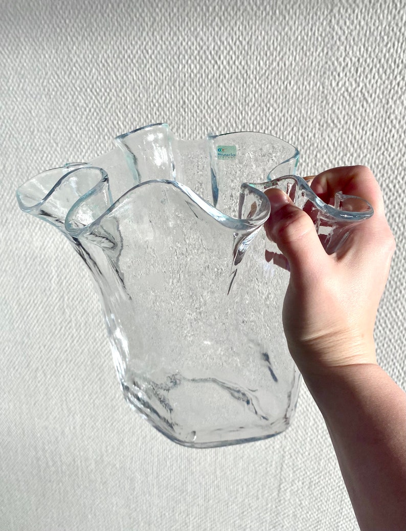 Ruffle Clear Glass Vase From Muurla Made in Finland - Etsy