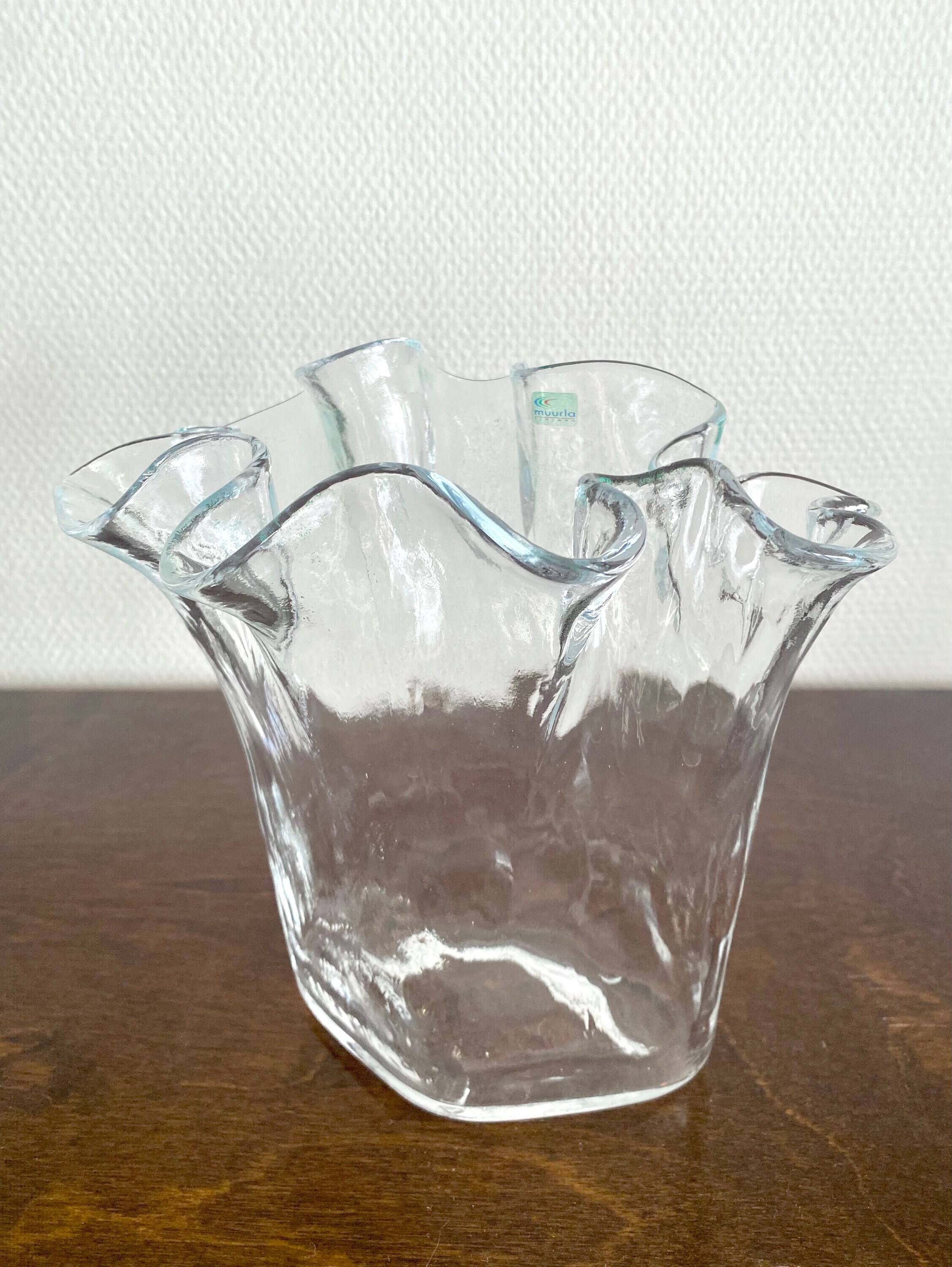 Ruffle Clear Glass Vase From Muurla Made in Finland - Etsy