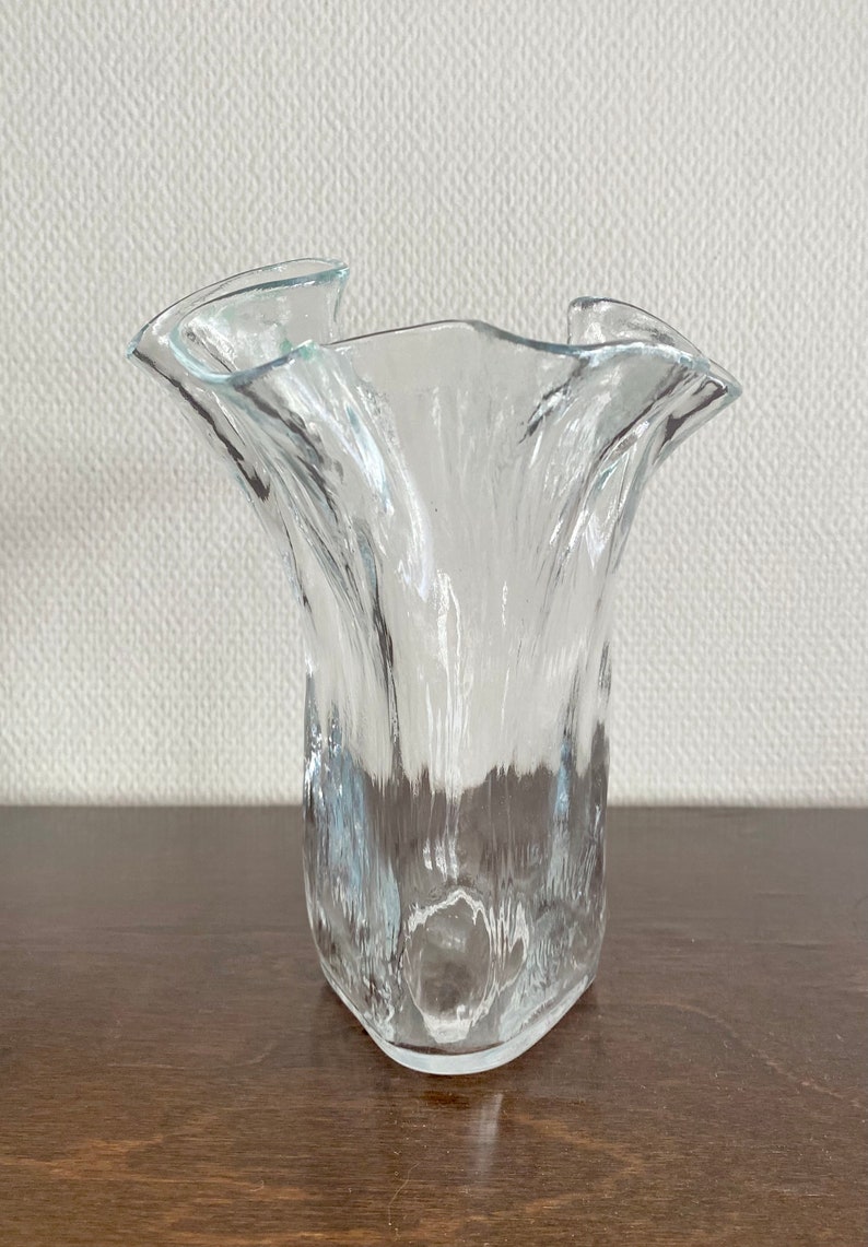 Ruffle Clear Glass Vase From Muurla Made in Finland - Etsy