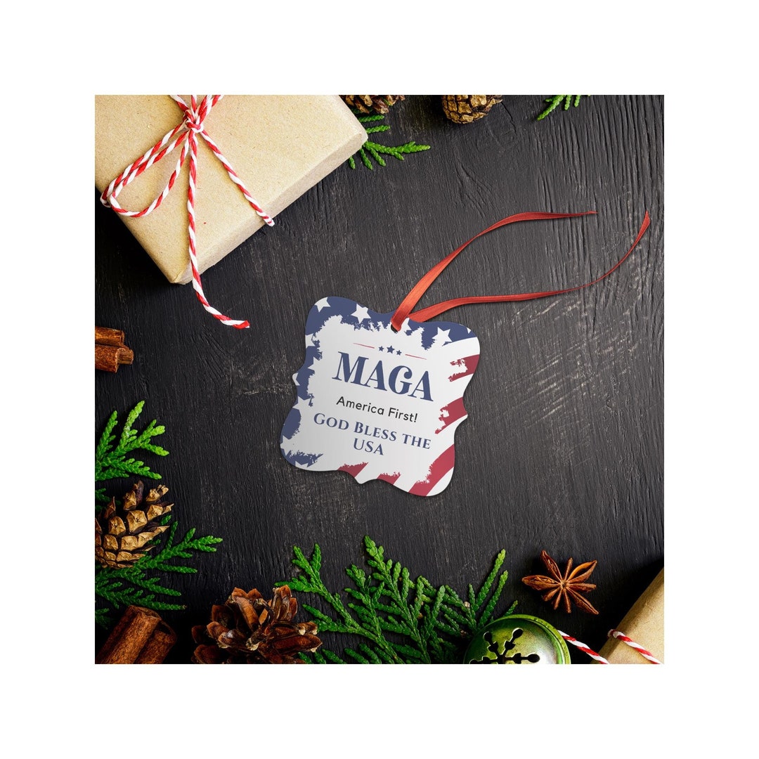 MAGA Christmas Ornament, Trump America First, Christmas Decor, Festive ...