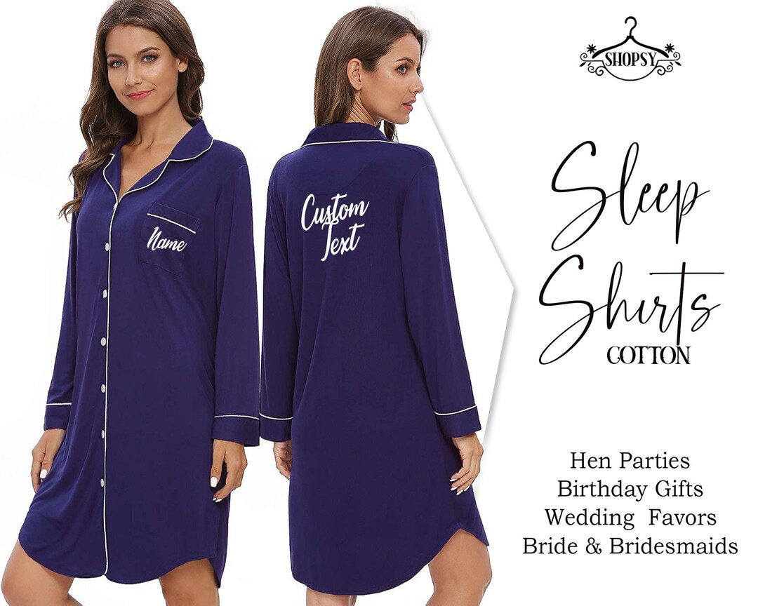 Custom Cotton Sleep Shirts Personalized Sleep Shirt Customized ...