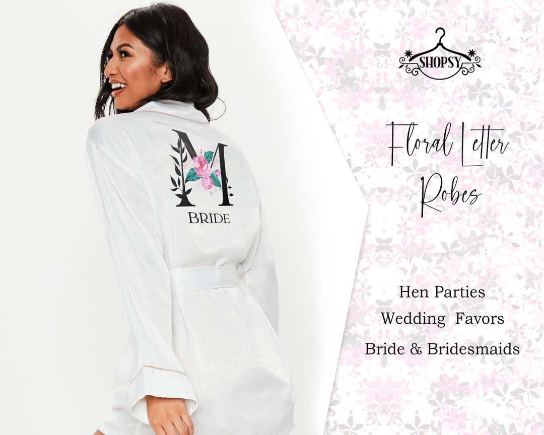 Initial Letter Floral Print Robes Bridesmaid Robe Personalized - Etsy