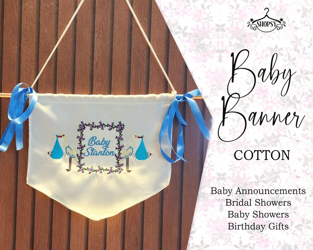 Welcome Monogrammed Baby Door Hanger, Embroidery Baby Announcement ...