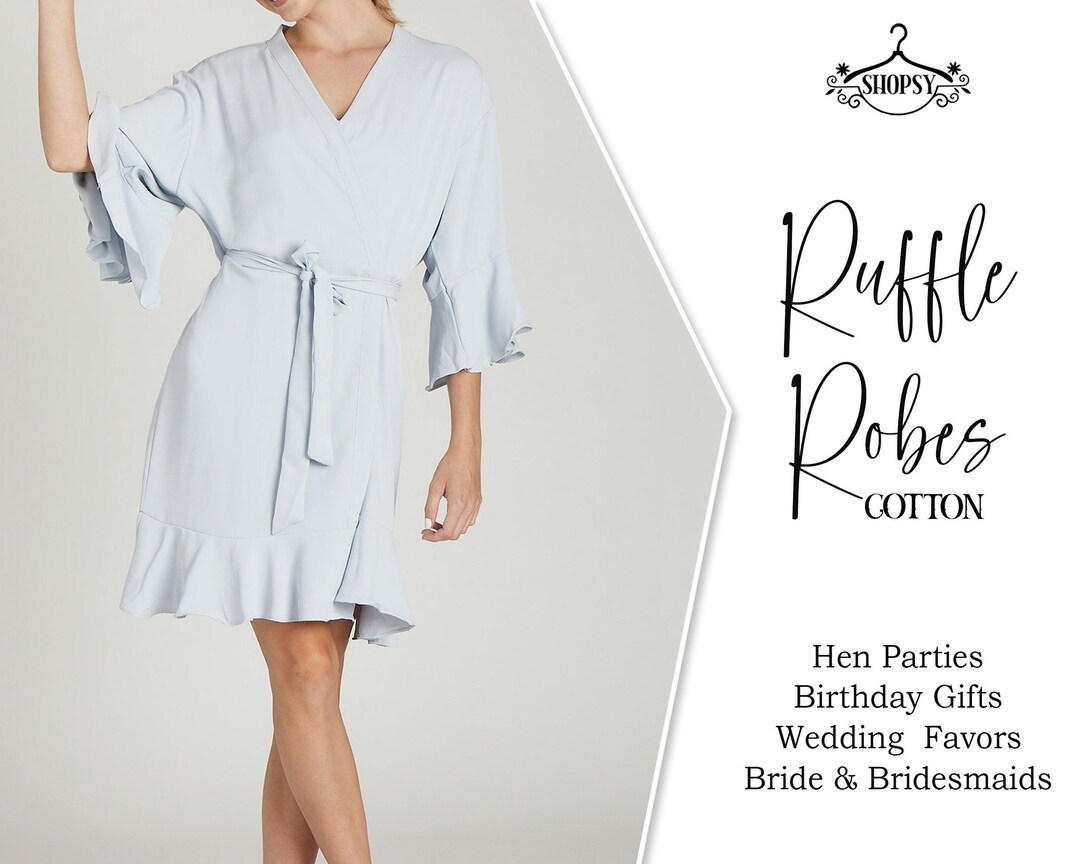 Personalized Cotton Ruffled Robe Cotton Ruffle Robe Customized Ruffle ...