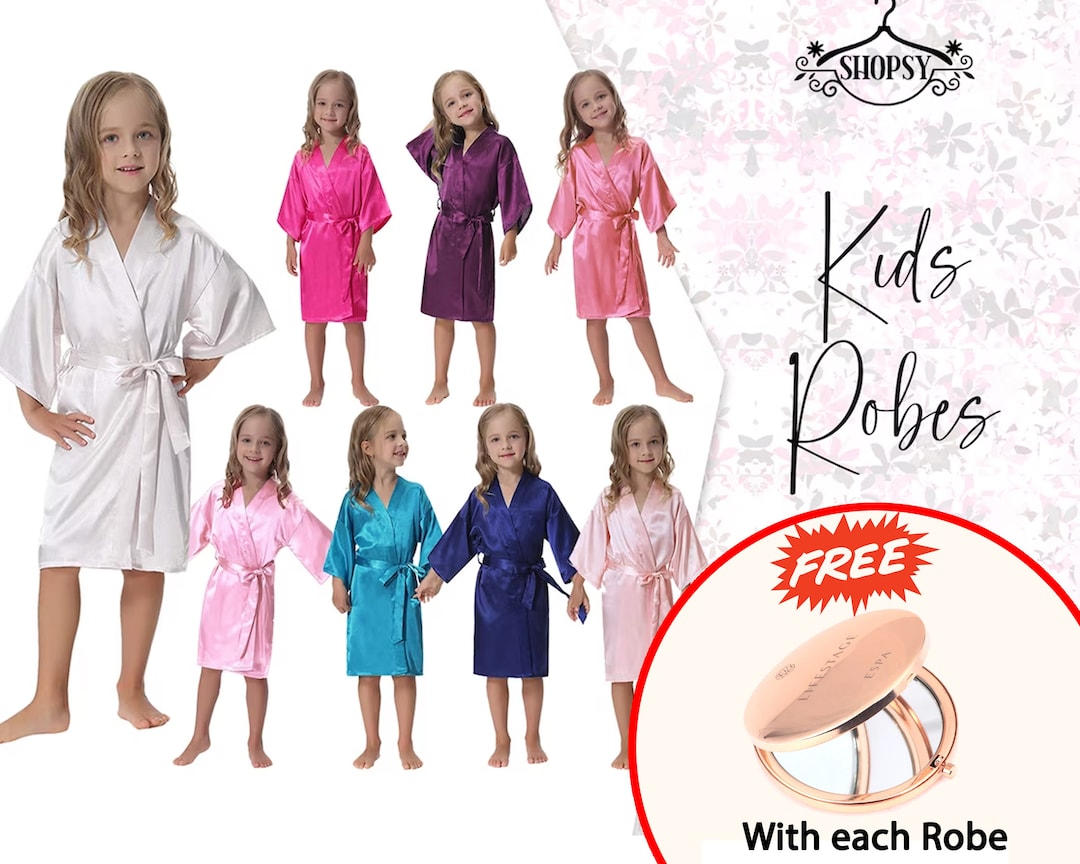 Flower Girl Kids Robes Bridesmaid Robes Satin Robes Personalized Robes ...