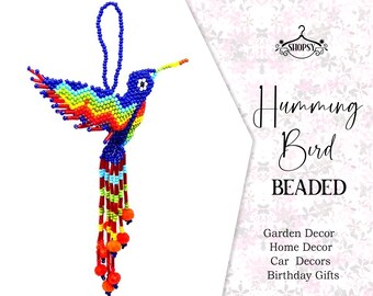 Beaded Humming Bird /humming Bird Ornament Hand Beaded / Hummingbird ...