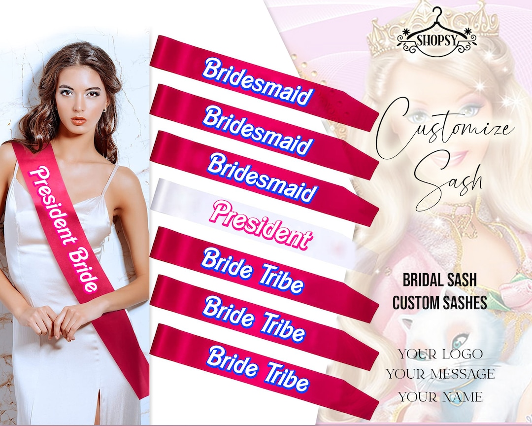 Bridal Barbie President Sash personalized Bride to Be Sash - Etsy