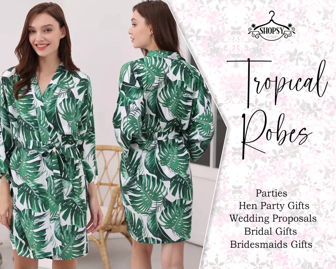 Personalized Bridesmaid Tropical Robe Bridal Party Robes Tropical Leaf ...