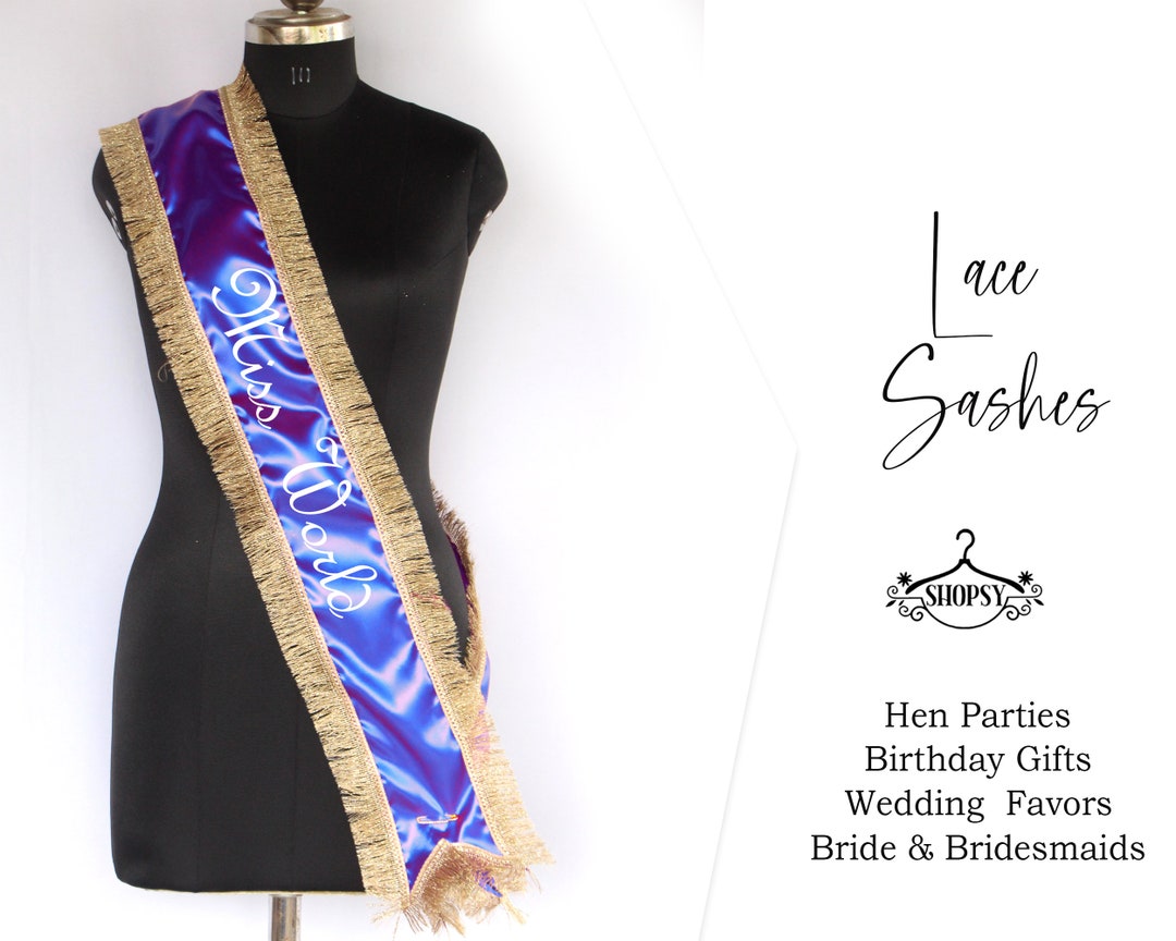 Custom Bridal Lace Sash Personalized Lace Sash Custom Lace Sash ...