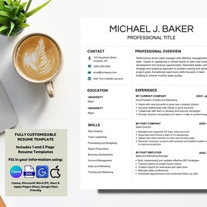 Modern Resume Template Minimalist Digital Resume Template for Job ...