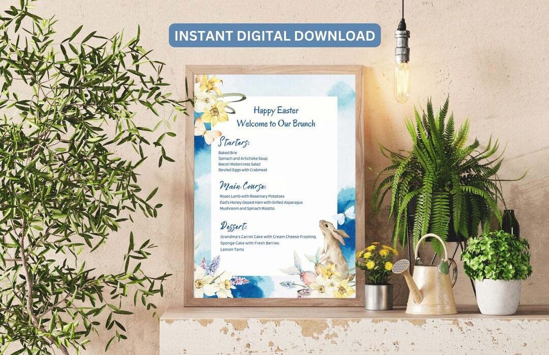 Editable Easter Dinner Menu Editable Easter Brunch Menu Template for ...