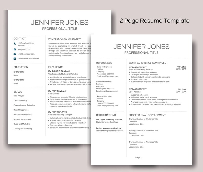 Modern Resume Template Digital Resume Template Minimalist Resume for ...
