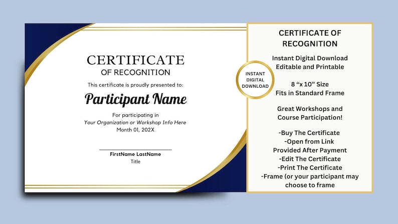 Printable Certificate of Recognition Certificate for Employee Award ...