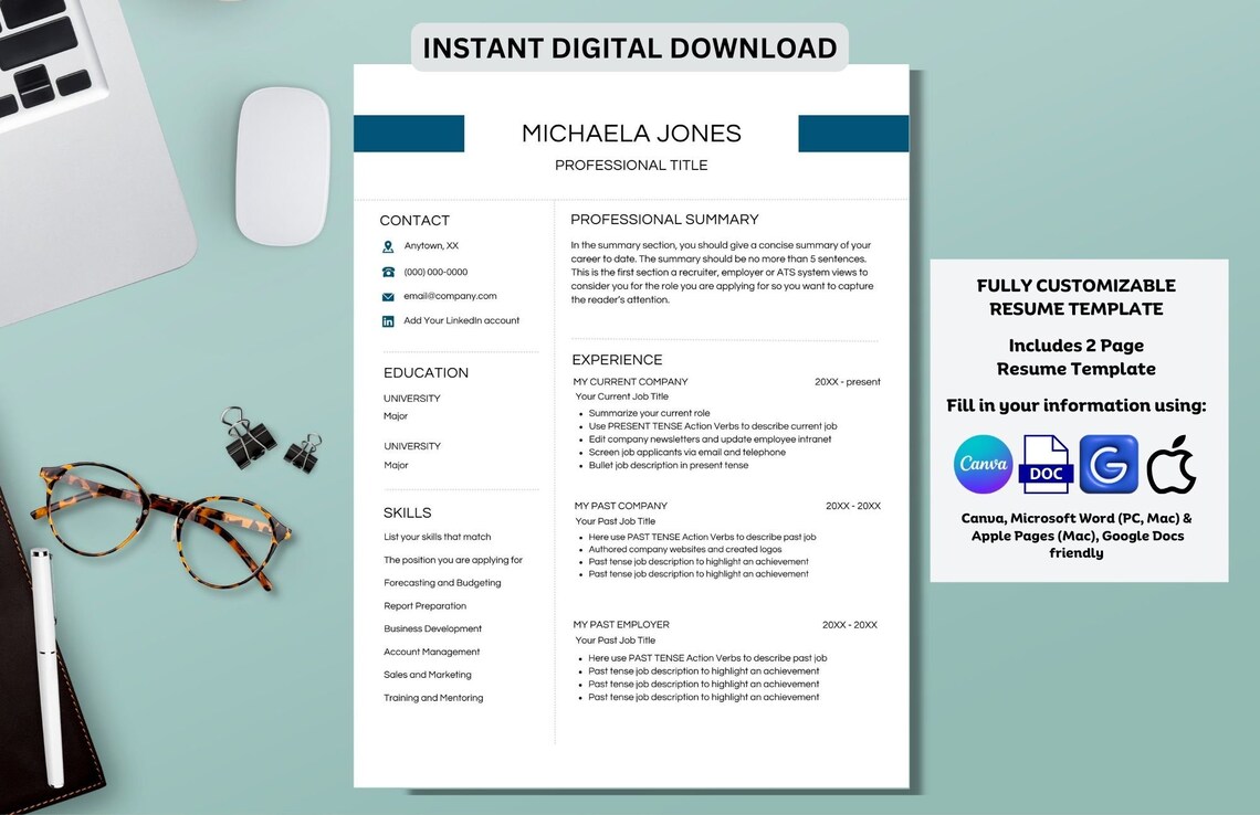 Simple Resume Template for Online Job Application Resume Template ...