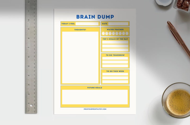 PRINTABLE Brain Dump Template for Thought Organization for Spring Brain ...