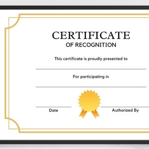 Printable Certificate of Recognition Certificate for Employee Award ...
