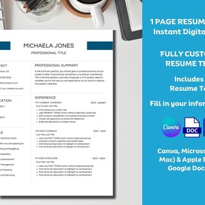 Digital Resume Template for Modern Resume Template for Job Search CV ...