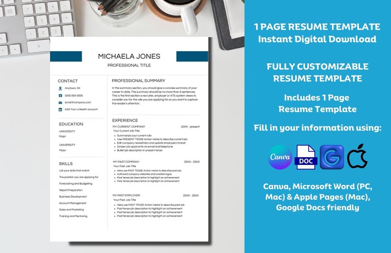 Digital Resume Template for Modern Resume Template for Job Search CV ...