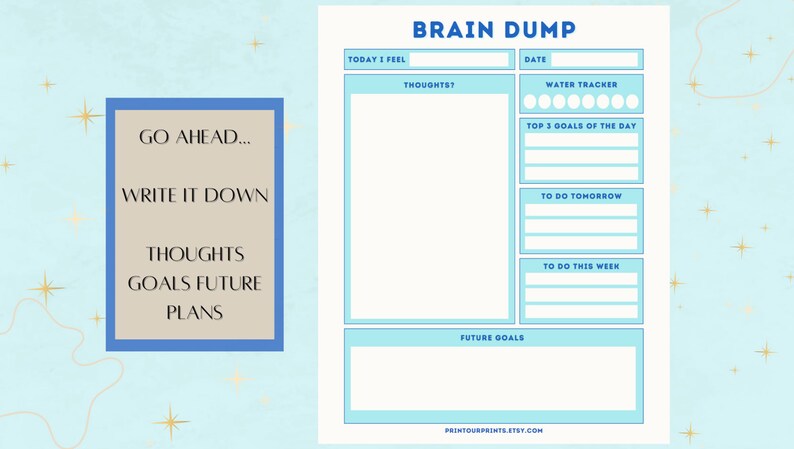 PRINTABLE Brain Dump Template for Thought Organization for Spring Brain ...