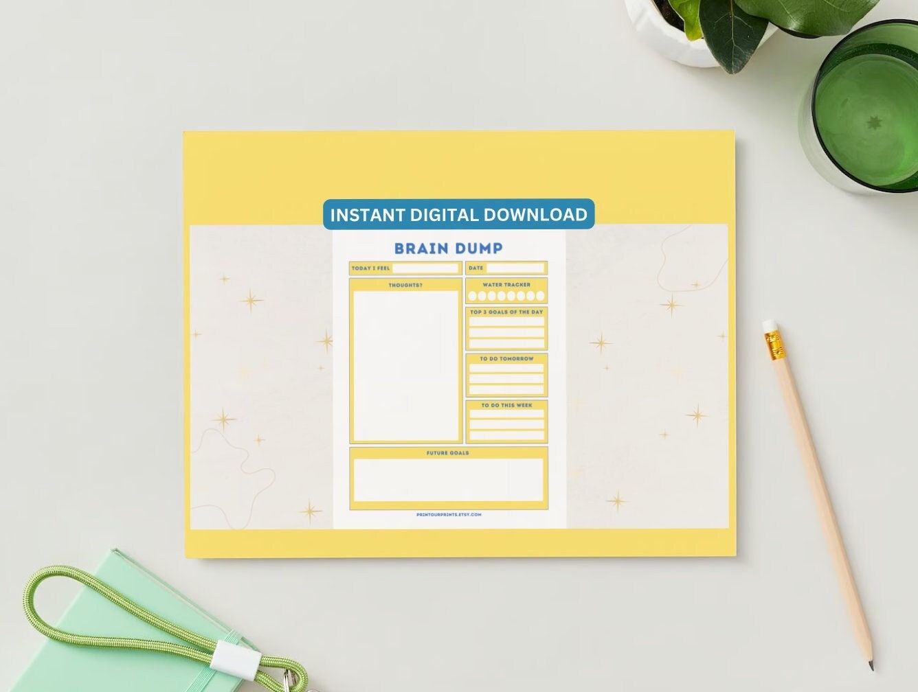 PRINTABLE Brain Dump Template for Thought Organization for Spring Brain ...