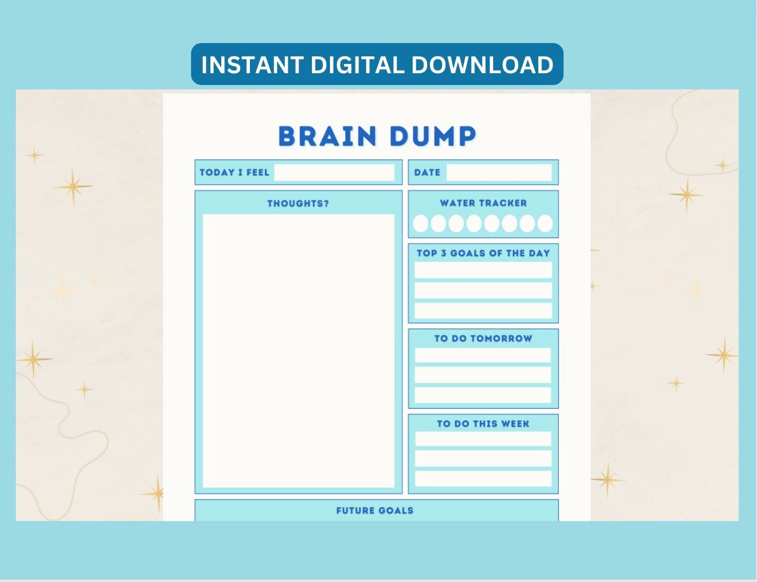 PRINTABLE Brain Dump Template for Thought Organization for Spring Brain ...